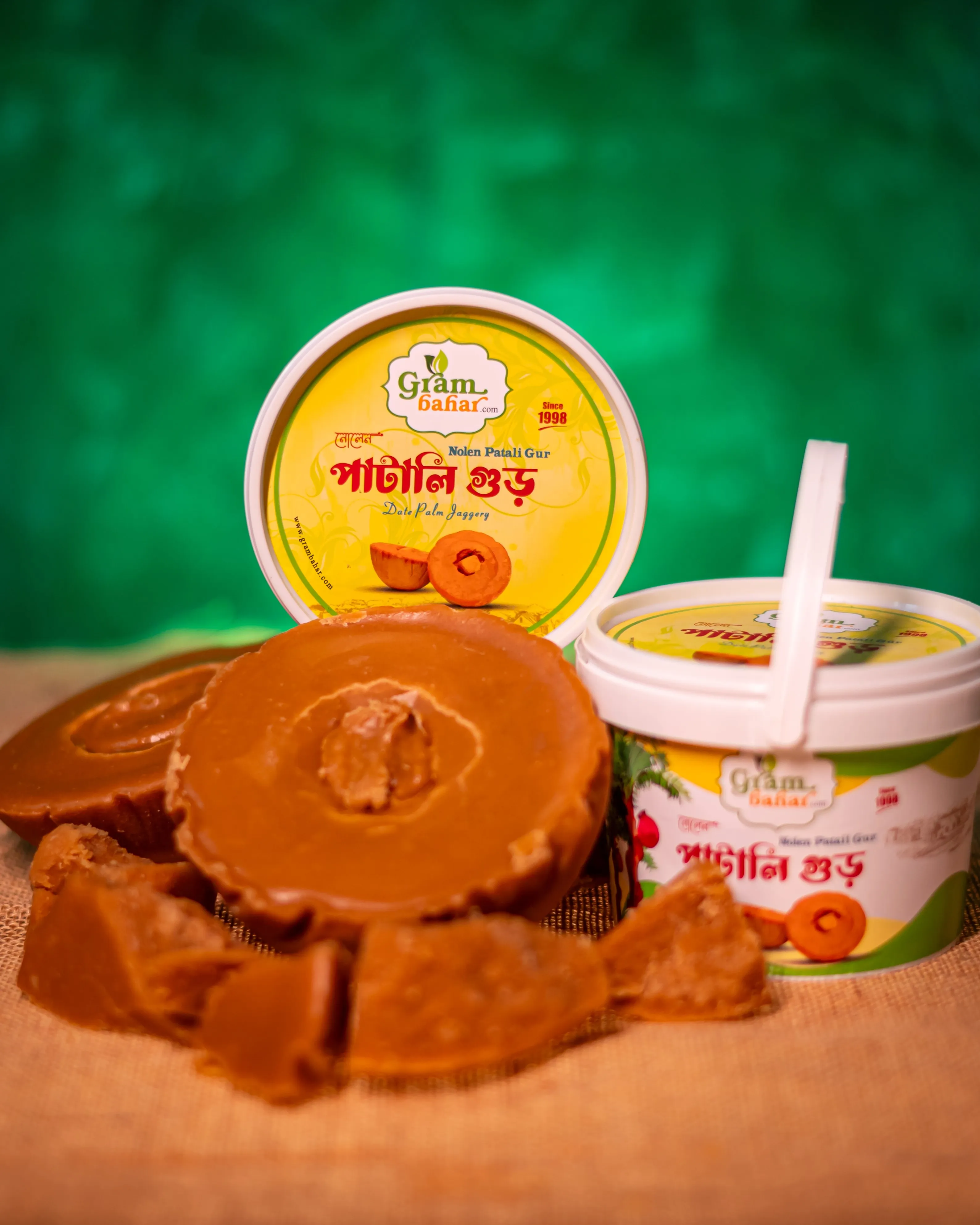 Patali Gur (Date Palm Jaggery) | 1.4kg (Pack of 2) | Gram Bahar